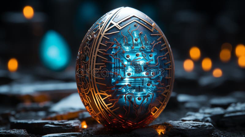 Bokeh Futuristic Digital Easter Egg Ai Generated Background Image Stock ...