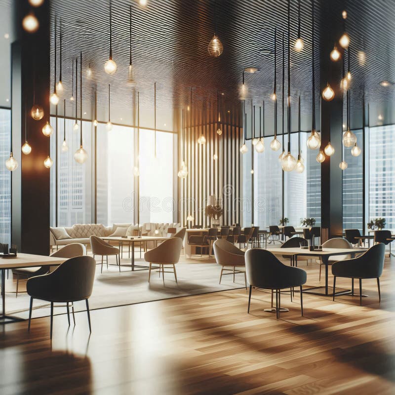 Empty Open Office Space, Abstract Light Blur Creates a Stylish Interior ...