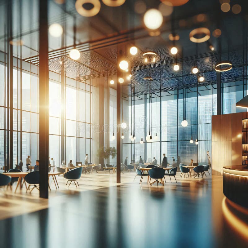 Empty Open Office Space, Abstract Light Blur Creates a Stylish Interior ...