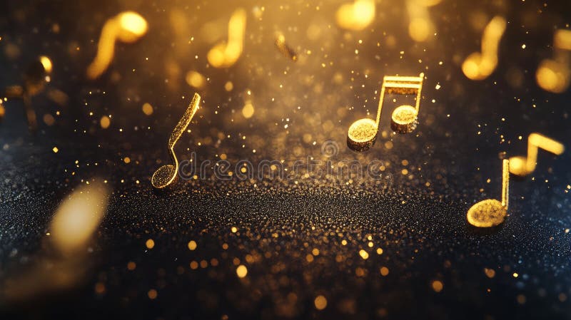 Bokeh Light Particles from Musical Notes in Motion, Displayed on a ...