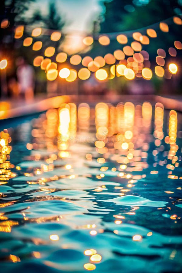 Bokeh Light Reflection in Pool Stock Illustration - Illustration of ...