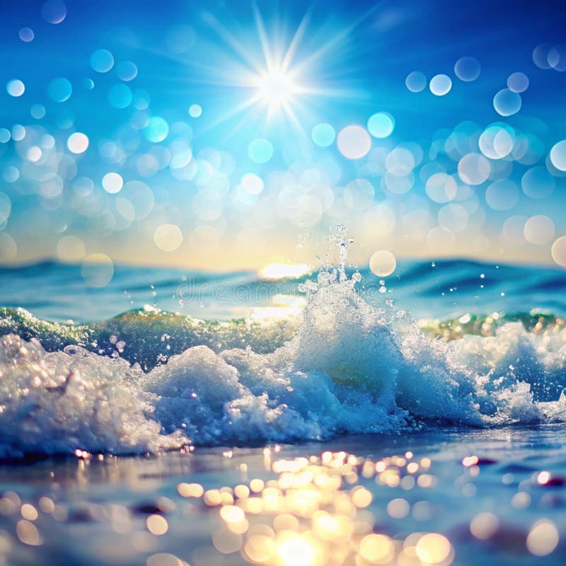 Bokeh Light Splash with Blue Sky Background Stock Illustration ...