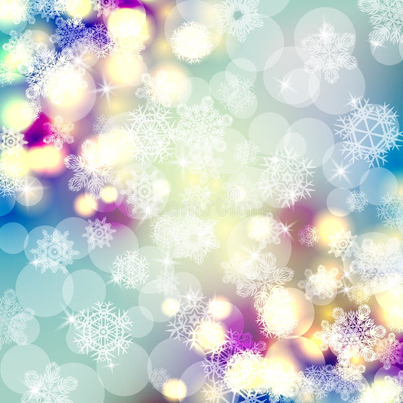 Bokeh Lights Background with Snowflakes Stock Illustration ...