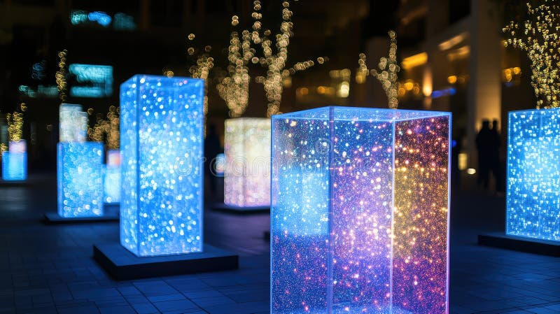 Bokeh Lights in Block Design Creating Magical Visual Stock Illustration ...