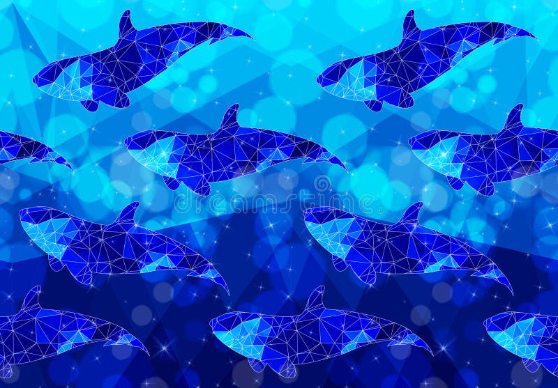 Bokeh and Low Poly Fishes in Ocean Stock Vector - Illustration of ...