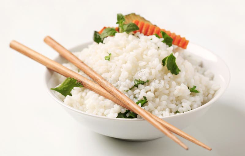 Bol De Riz Blanc Avec Piment Rouge Et Coriandre Image stock - Image du ...