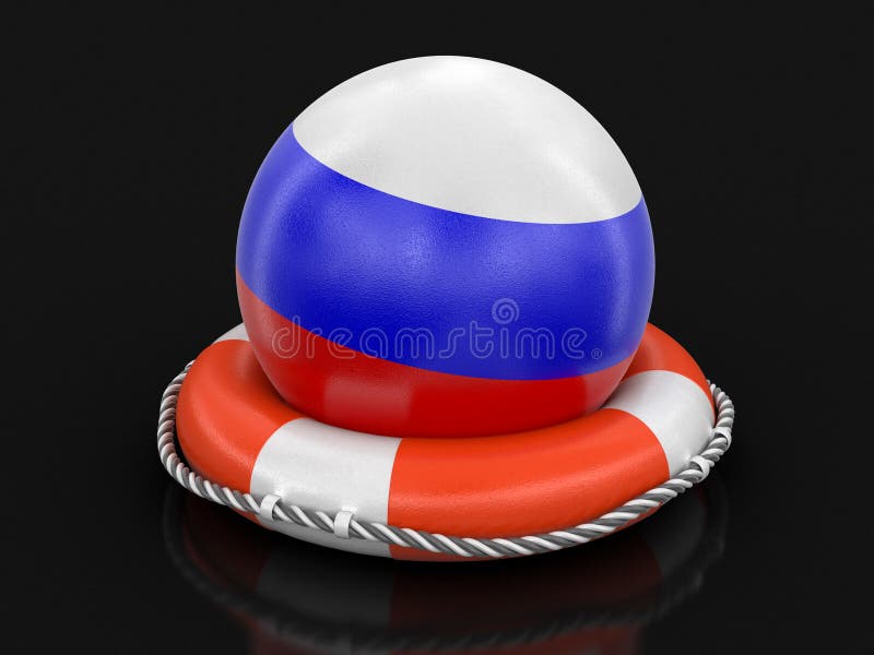 Bola Con La Bandera Rusa En Salvavidas Stock de ilustración ...