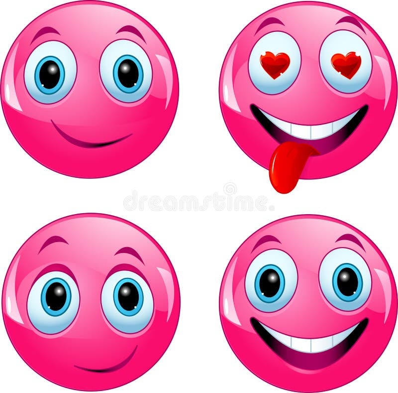 Face Cor-de-rosa Feliz Do Smiley Ilustração Stock - Ilustração de ...