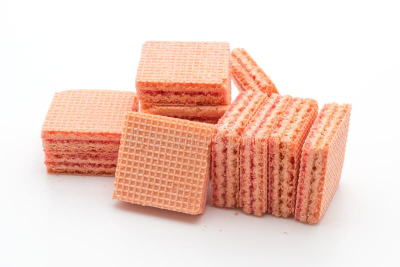 Bolachas De Wafer Com Sabor a Creme De Morango Imagem de Stock - Imagem ...
