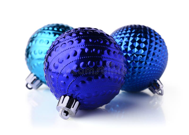 Duas Bolas Azuis Do Natal Com Curvas Da Fita Foto de Stock - Imagem de ...