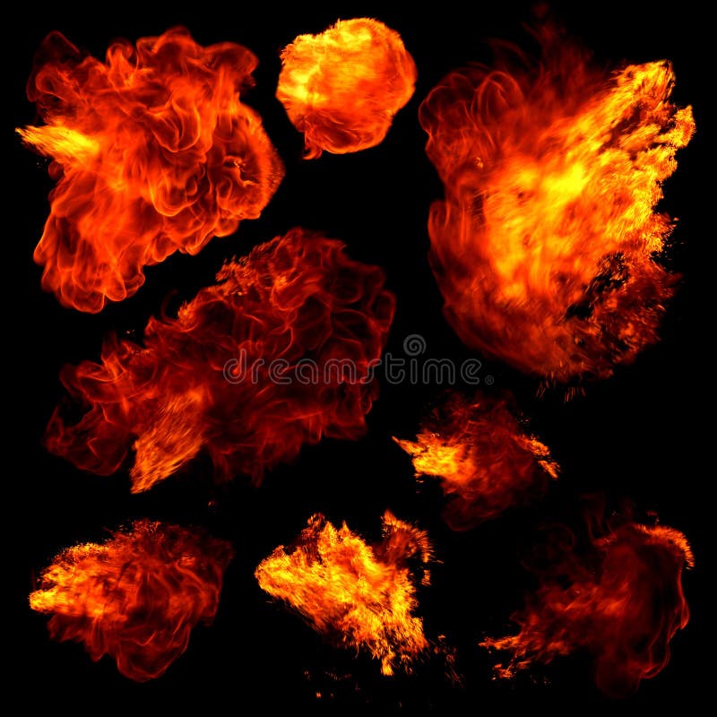 Bola De Fuego Grande Con Humo En Negro Foto De Archivo Imagen De