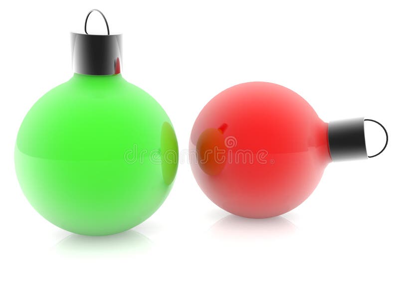 Bolas Verdes Y Rojas De Navidad En Blanco Stock de ilustración ...