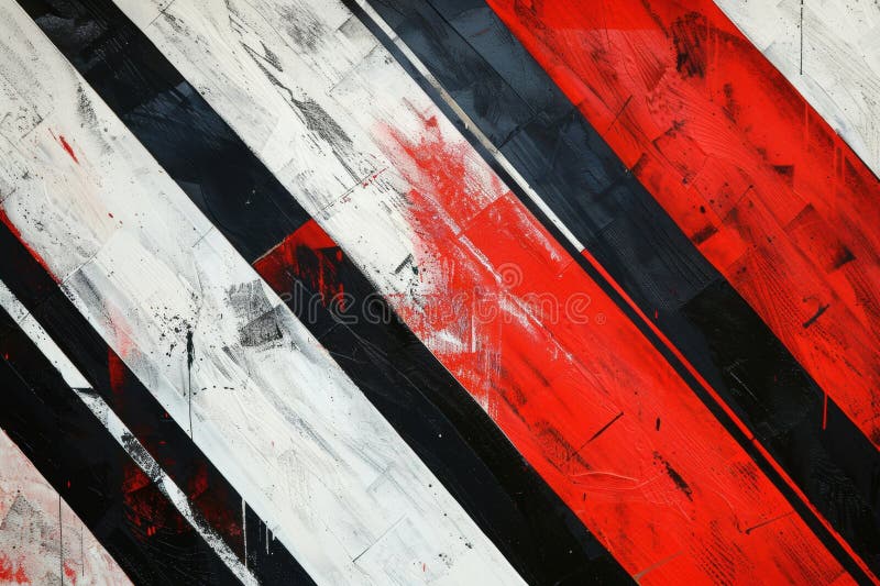 Bold Abstract Art with Diagonal Lines in Red, Black, and White Stock ...