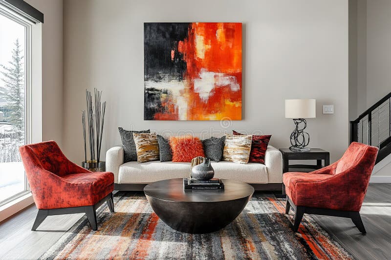 Bold Abstract Artwork in Modern Living Room Design for Stylish ...
