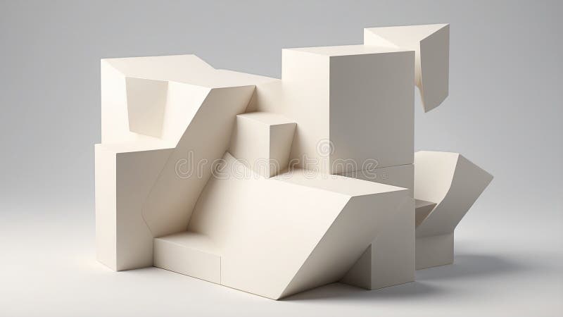 Stacked Geometric Cubes with Shadow Play – AI Generated Stock Image ...