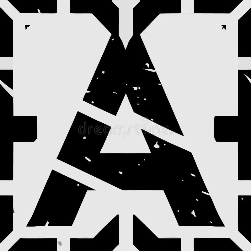 Abstract Black and White Design Featuring a Fragmented Letter a with ...