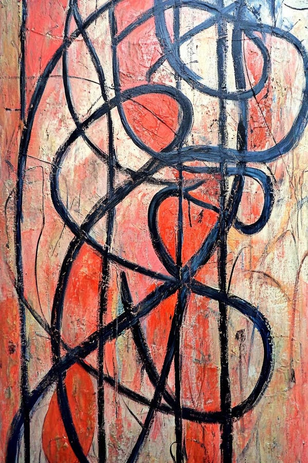 Bold Abstract Expressionism Artwork Featuring Intertwined Heart Shapes ...