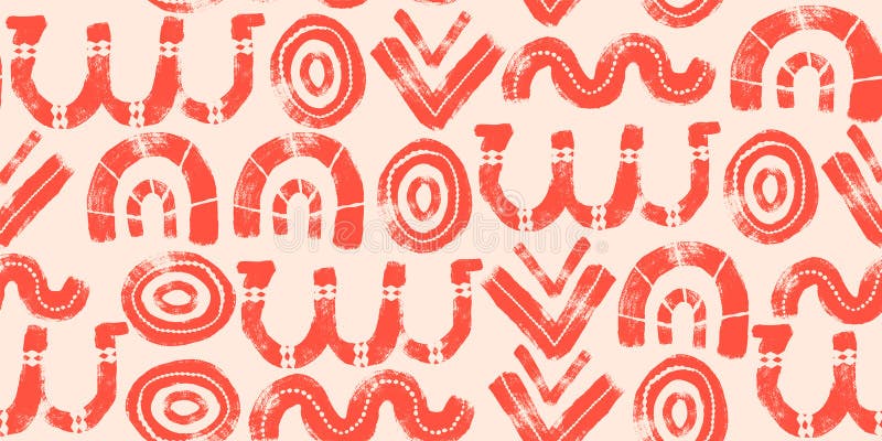 Bold Abstract Geometric Shapes Hand Drawn with Pink Color in Seamless ...