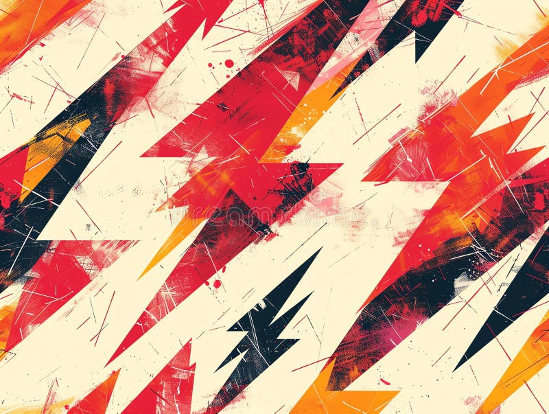 Bold Abstract Lightning Bolt Pattern. Red, Orange, Black and White ...