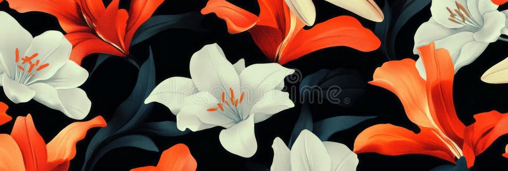 Bold Abstract Lilies Pattern with African-inspired Design Elements for ...