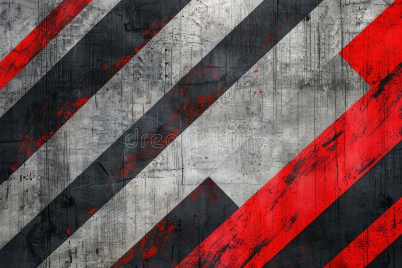 Bold Abstract Pattern with Black Diagonal Lines and Red Accents on Gray ...