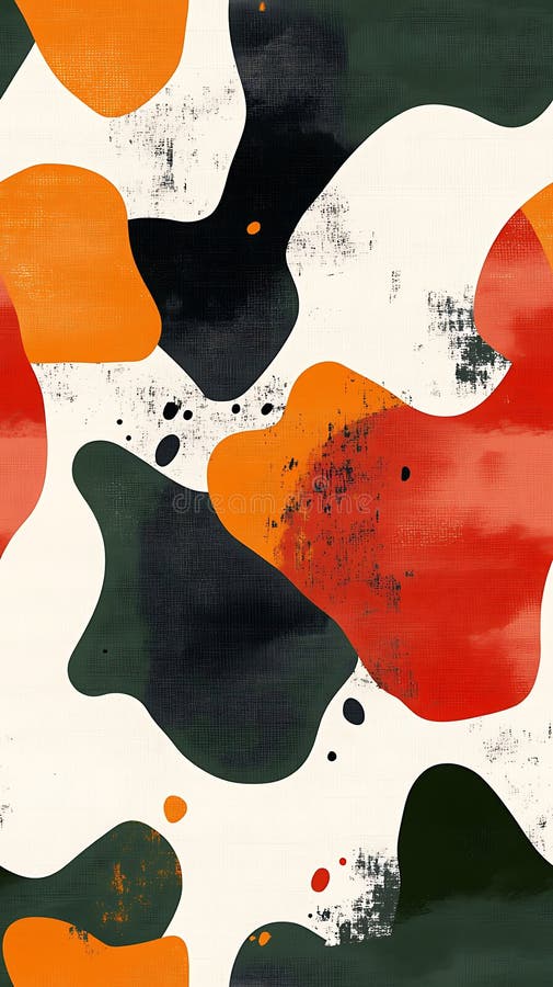 Bold Abstract Seamless Pattern Featuring Organic Shapes in Rich Colors ...