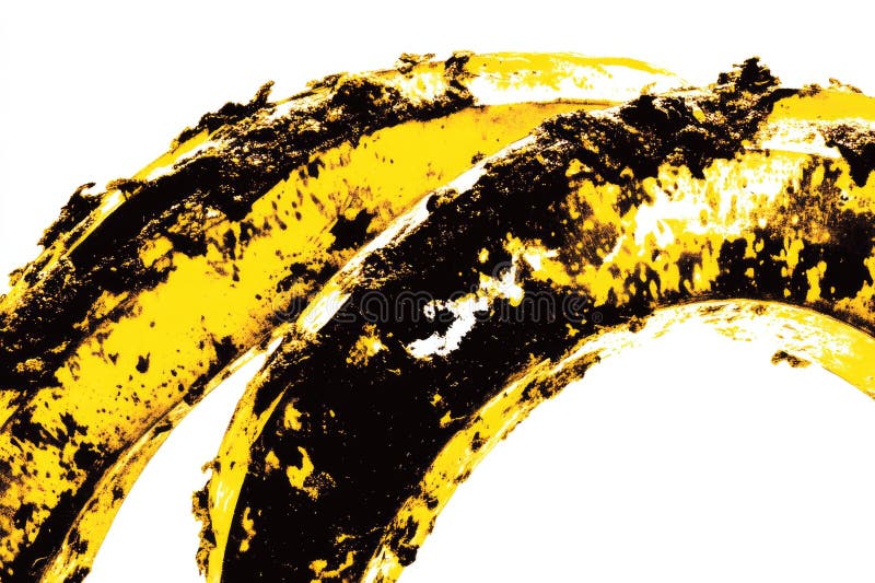 Bold Abstract Yellow and Black Texture with Distressed Curves on White ...