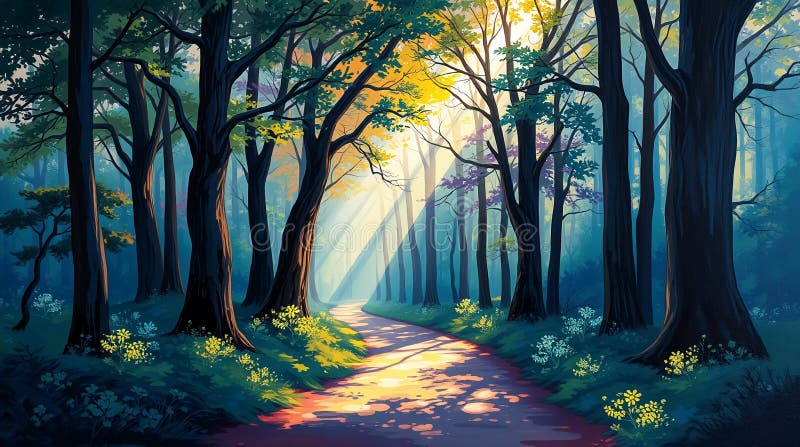 Bold Acrylic Forest Path Stock Illustrations – 7 Bold Acrylic Forest ...