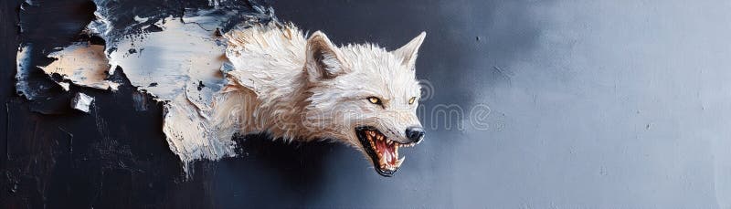 This Bold Acrylic Painting Captures a Snarling Wolf Poised Amid Deep ...