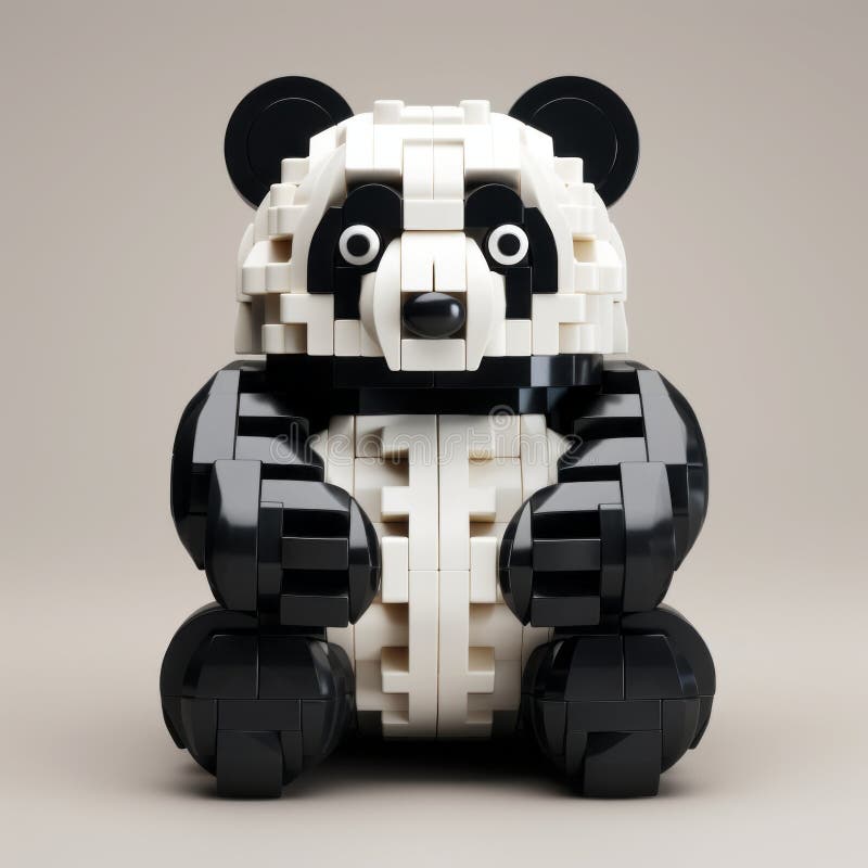 Bold and Angular Lego Panda Bear in Vray Style Stock Illustration ...