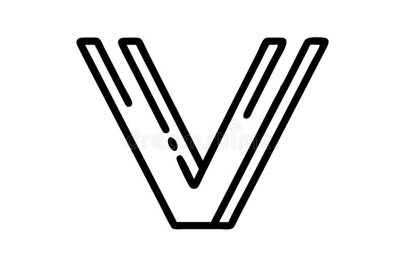 A Bold, Angular Neon V Letter Formed with Vibrant Neon Lines and Sharp ...