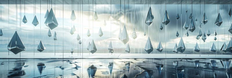 Bold Angular Raindrops Fall from the Heavens Creating a Geometric Rain ...