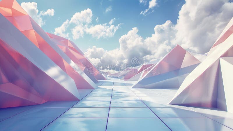 Bold Angular Shapes Creating a Surreal Illusion of Geometric Hills ...