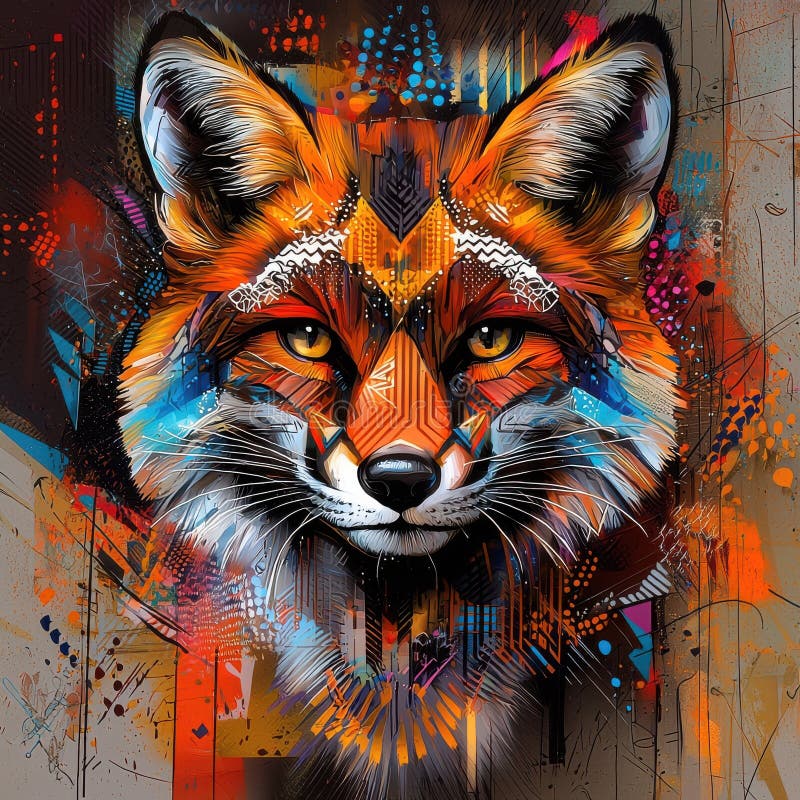 Bold Animal Portraits with Intricate Geometric Designs. Stock ...