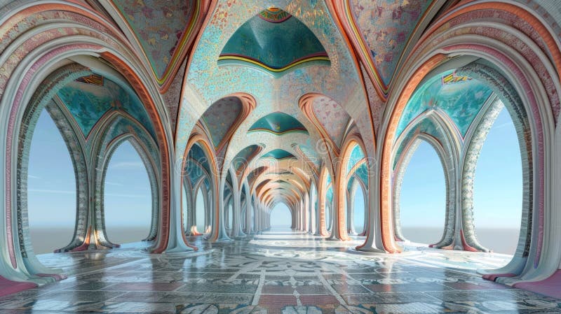Bold Arches Frame Intricate Patterns in a Sea of Color Stock Photo ...