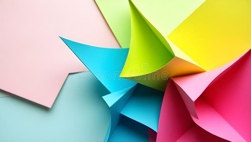 A Bold Arrangement of Brightly Colored Paper in Sharp Angles and Layers ...