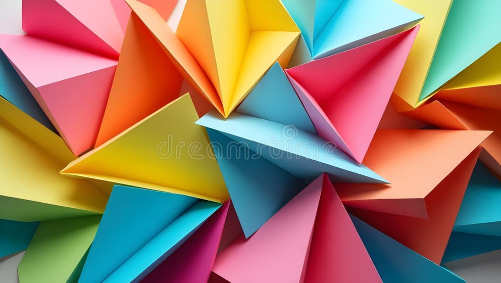 A Bold Arrangement of Brightly Colored Paper in Sharp Angles and Layers ...
