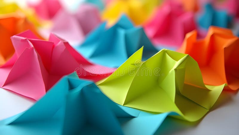 A Bold Arrangement of Brightly Colored Paper in Sharp Angles and Layers ...