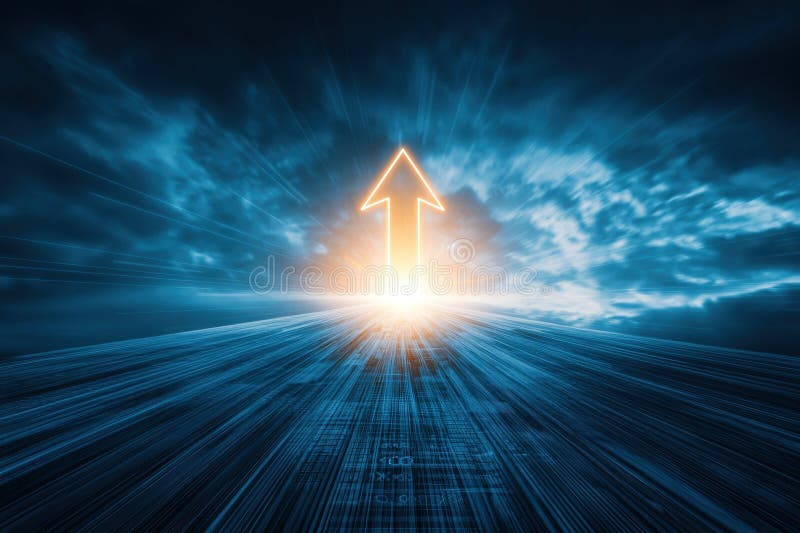 Bold Arrow Accelerating Upwards in High Speed with Light Rays and ...