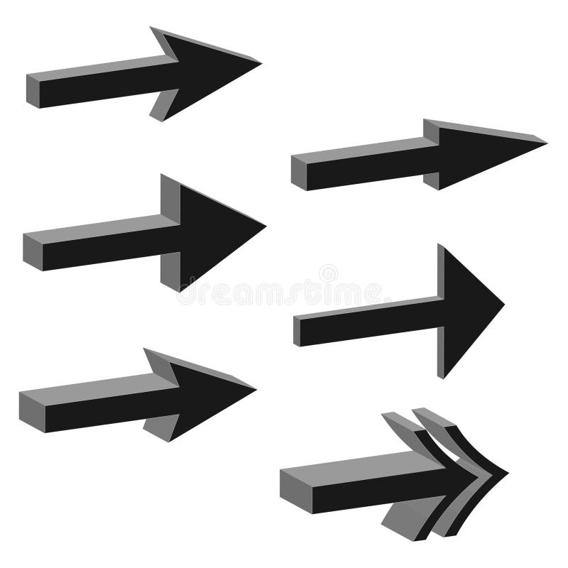 Bold Arrow Icons. Thick Direction Pointers. Vector Navigation Shapes ...