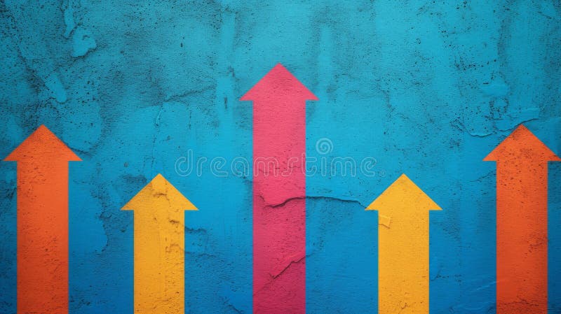 Bold Arrows on Blue Textured Surface, Vibrant Progress Concept Stock ...