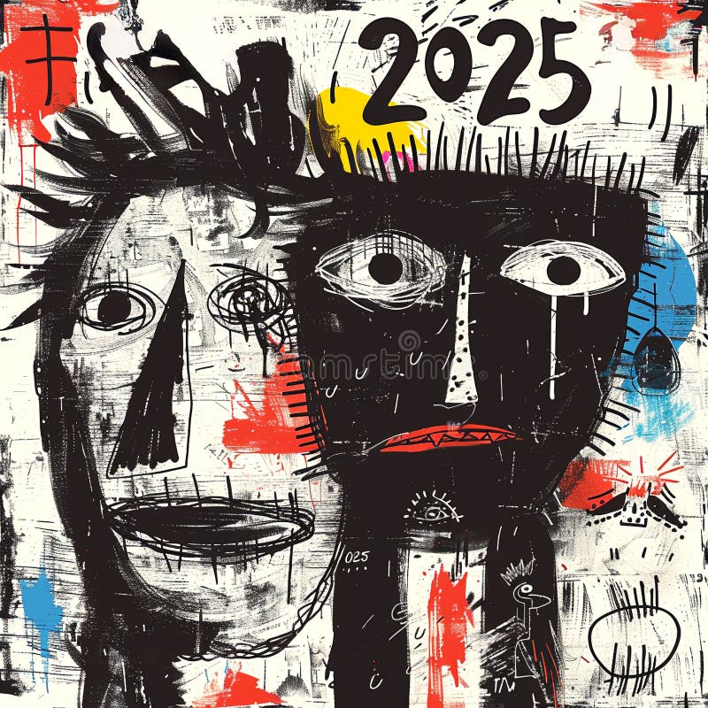 Bold Artistic Expression Showcasing Two Abstract Figures with a ...