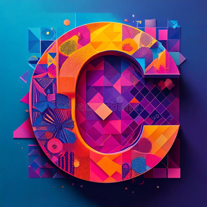 Bold Artistic Letter C with Vibrant Patterns Stock Illustration ...