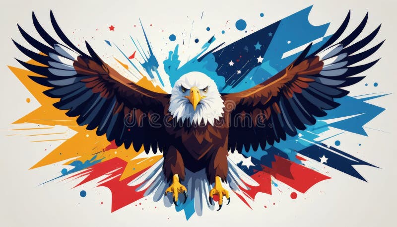 A Bold Artistic Representation of a Bald Eagle with Outspread Wings ...