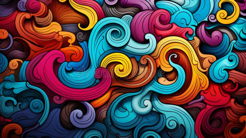 Bold and Artistic Scribble Compositions with Vibrant Colors and ...