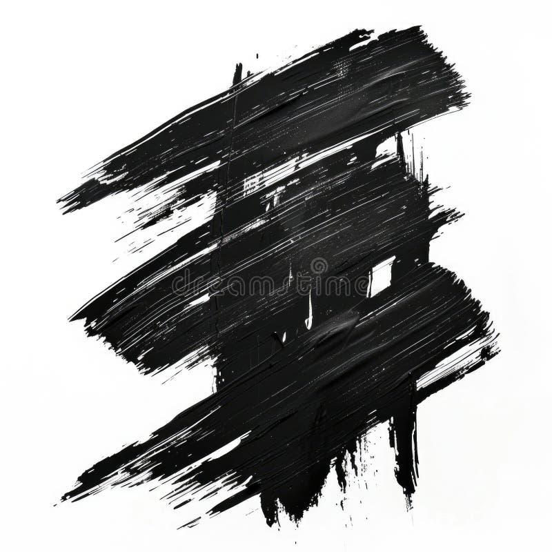 Bold Asian Brush Strokes with Deep Black Ink on White Stock Photo ...