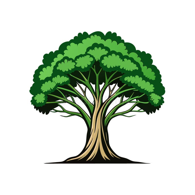 Bold Banyan Tree Illustration Design Stock Illustration - Illustration ...