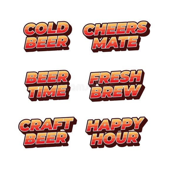 Bold Beer Typography Design Collection with Gradient Red Orange Text ...