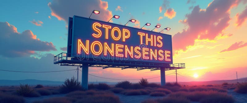 Bold Billboard Urging To Stop this Nonsense Against a Stunning Sunset ...