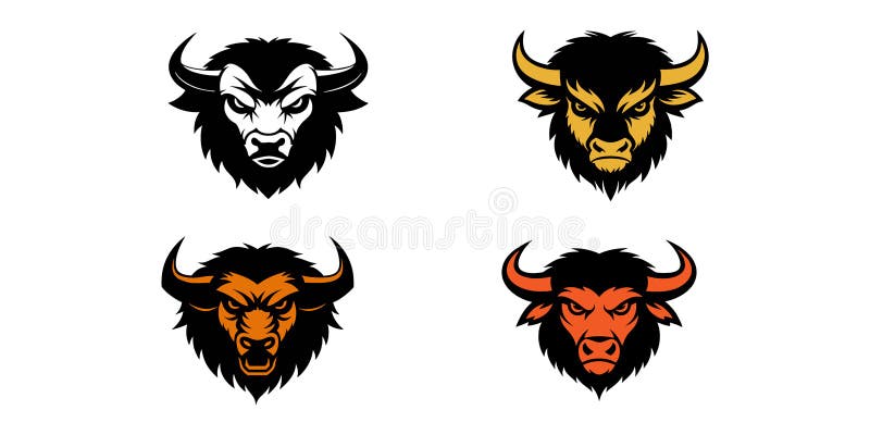 Bold Bison Logo Icons in Black Orange and Yellow Stock Vector ...